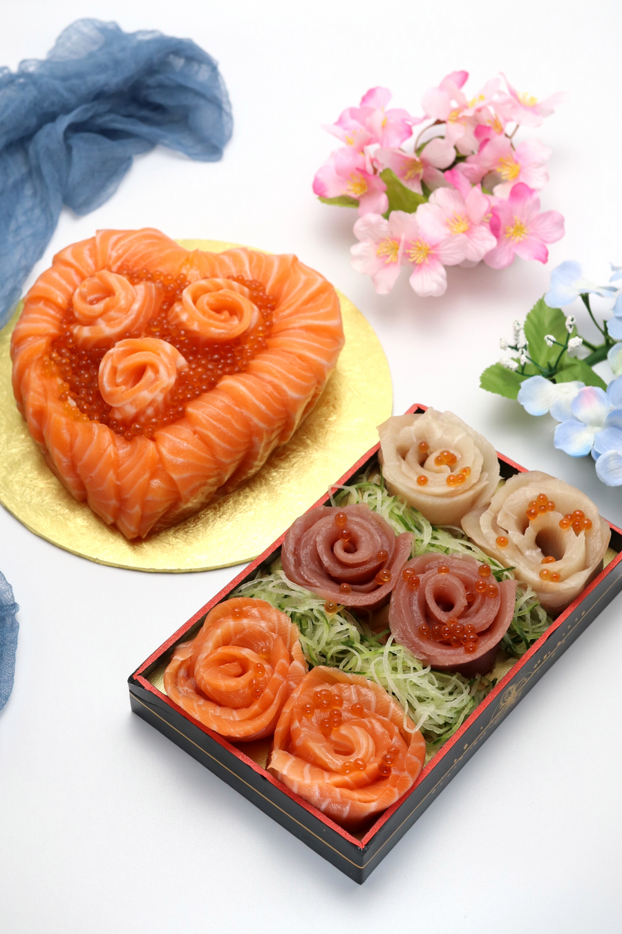 Valentine's Day Special (Sashimi Cake & Flower Combo) – Himawari Shoten